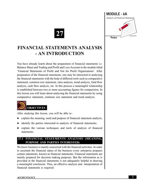 Synopsis on financial statement analysis | PDF