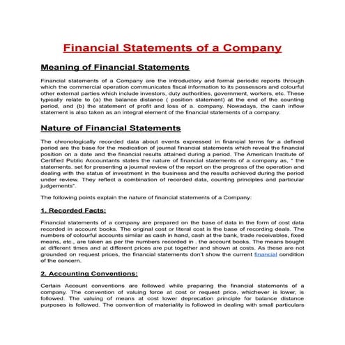 Financial Statements of a Company.pdf | Stocks and Bonds | Personal ...