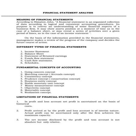 Financial statment analysis | DOCX