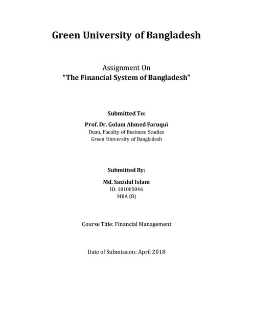 Overview of financial system of bangladesh | DOCX | Financial ...
