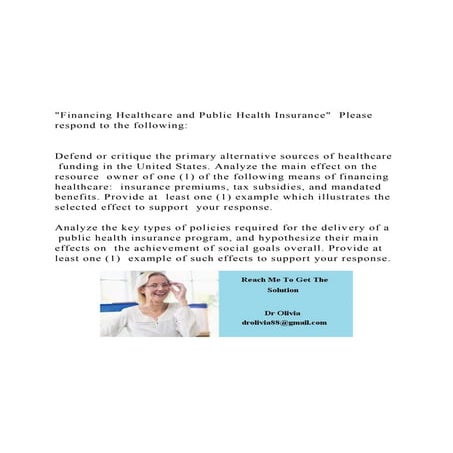Financing Healthcare and Public Health Insurance Plea | DOCX