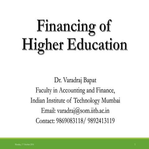 Financing of higher education. | PPTX
