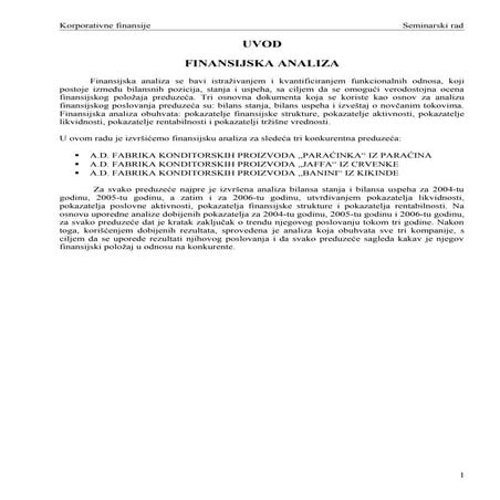 Finansijska analiza tri kondiktroska preduzeca korporativne finansije | PDF