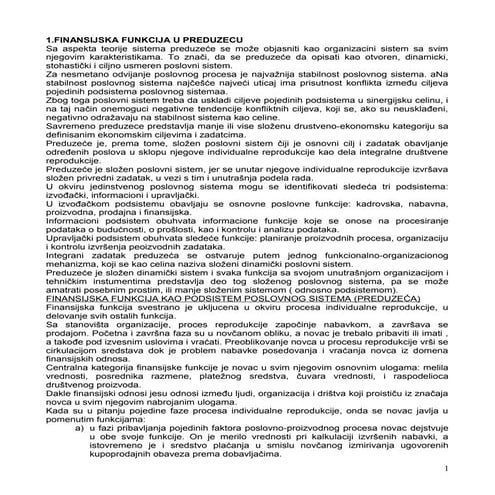 Finansijska funkcija u preduzecu | DOC