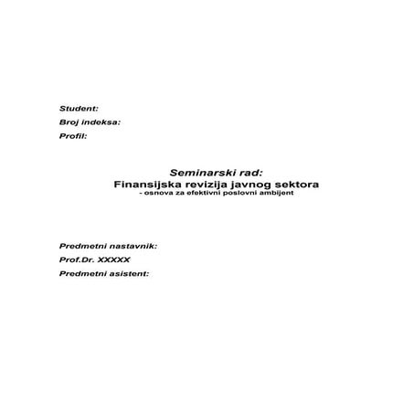 Finansijska revizija javnog sektora | DOC