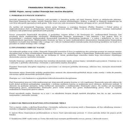 Finansijska teorija i politika finansije | DOC