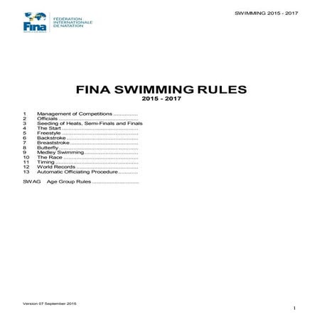 FINA Swimming Rules | PDF