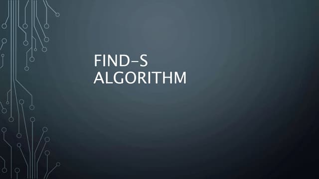 Find S Algorithmpptx