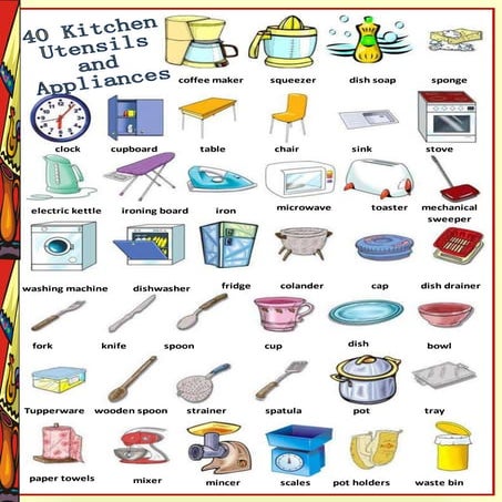 Find 40 kitchen Utensils and Appliances | PDF
