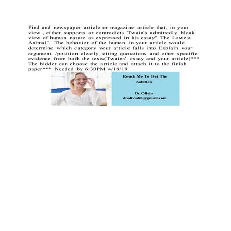 Find and newspaper article or magazine article that, in your view , | DOCX