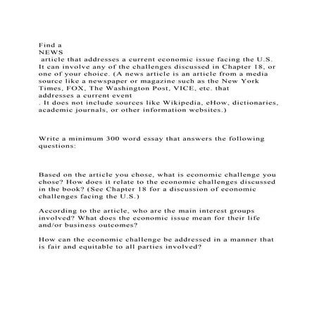 Find a NEWS article that addresses a current economic issue fa.docx