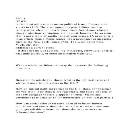 Find a NEWS article that addresses a current political issue o.docx
