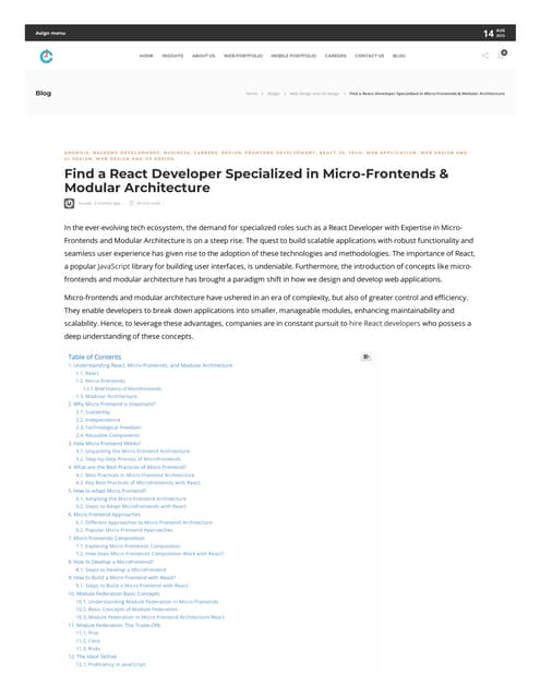 Find a React Developer Specialized in Micro-Frontends & Modular ... Find a React Developer Specialized in Micro-Frontends & Modular ...