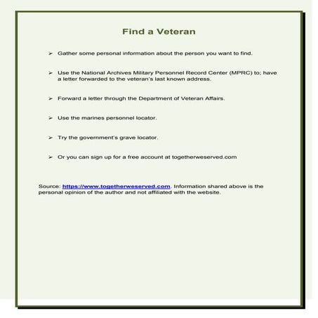 Find a Veteran | PDF | Political Issues & policy | Politics