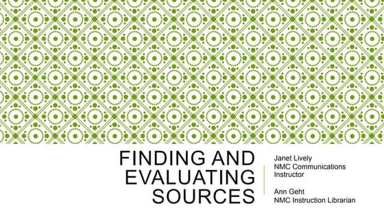 Evaluating Sources | PPT
