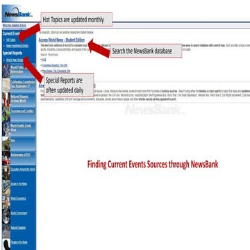 Finding current events sources through NewsBank | PPT
