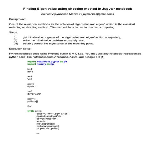 Finding Eigen values using numerical shooting method | PDF