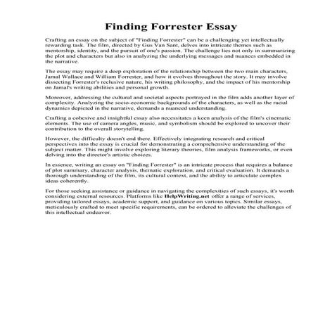 Finding Forrester Essay.pdf | Lung and Respiratory Health | Diseases ...