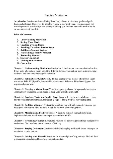 Finding Motivation | PDF Finding Motivation | PDF