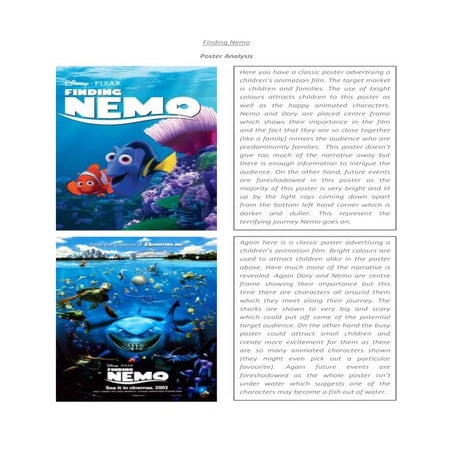Finding nemo analysis | DOCX | Documentary | Genres