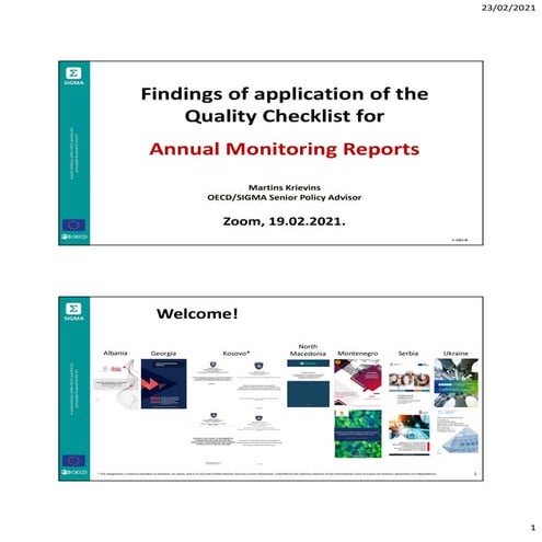Findings of the application of the quality checklist for monitoring ...