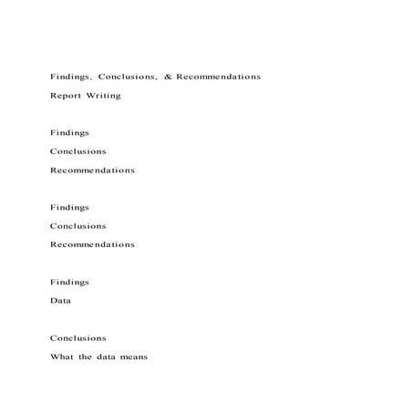 Findings, Conclusions, & RecommendationsReport Writing | DOCX
