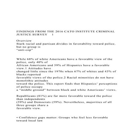 FINDINGS FROM THE 2016 CATO INSTITUTE CRIMINAL JUSTICE SUR.docx | Crime ...