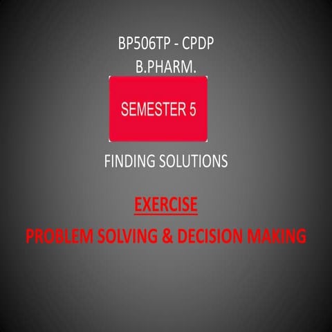 Finding solutions (problem solving) exercise | PPTX