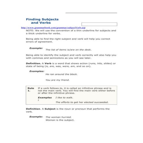 Identifying Subjects And Verbs Powerpoint