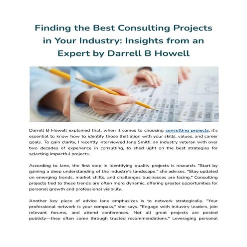 Finding the Best Consulting Projects in Your Industry: Insights from an Expert by Darrell B ...