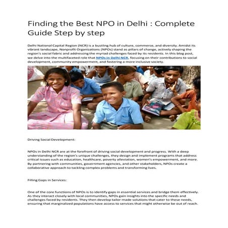 Finding the Best NPO in Delhi : Complete Guide Step by step | PDF