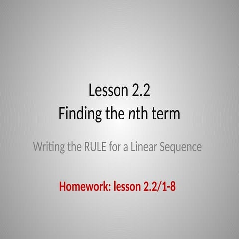 Finding the nth term......................................... | PPT