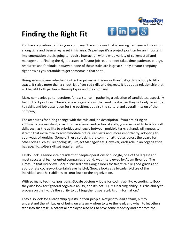 Finding The Right Fit For Your Job Requirement