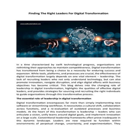 Finding The Right Leaders For Digital Transformation | PDF