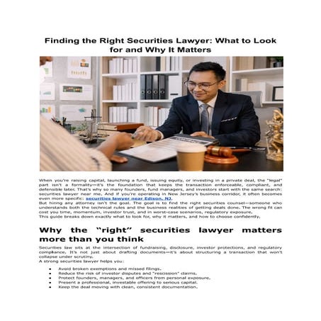 Finding the Right Securities Lawyer: What to Look for and Why It ...