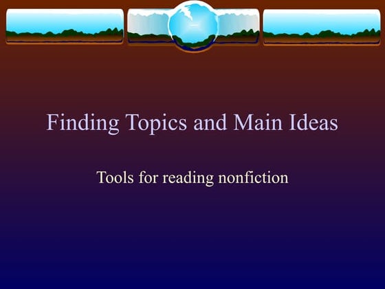 Finding the Main Idea | PPTX | Zoos & Aquariums | Attractions