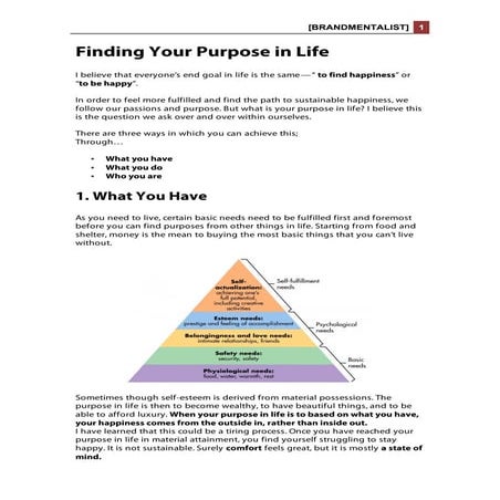 Finding Your Purpose in Life | PDF