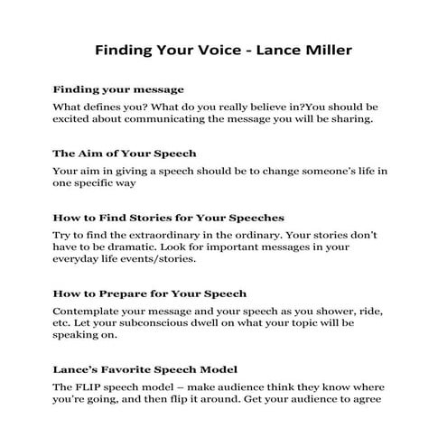 Finding your voice lance miller | PDF
