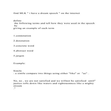 find MLK i have a dream speech on the internetdefine the | PDF