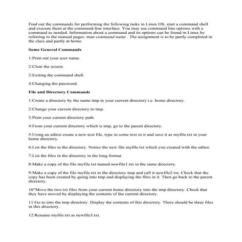 Find out the commands for performing the following tasks in Linux OS-.pdf | Operating Systems ...