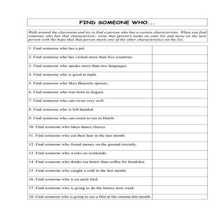 Find someone who... | PDF