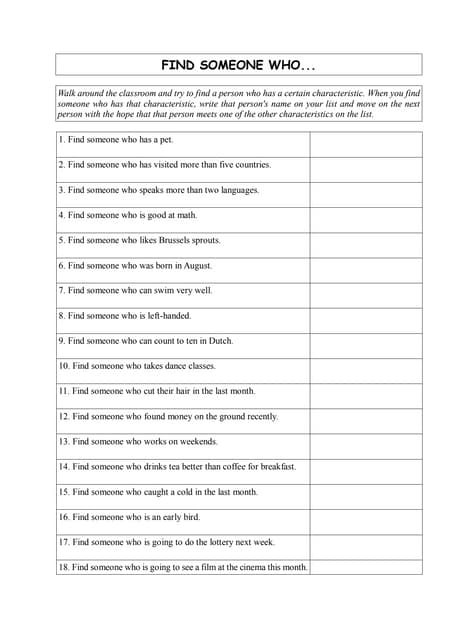 Human Scavenger Hunt Icebreaker | DOCX | Education