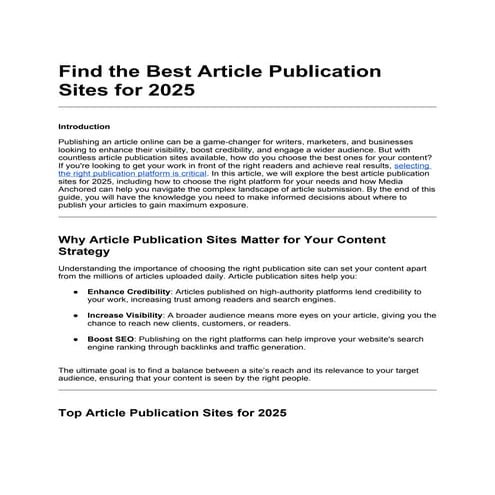 Find the Best Article Publication Sites for 2025.docx