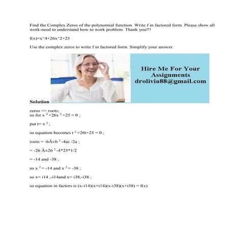 Find The Complex Zeros Of The Polynomial Function Write F In Factoreddocx