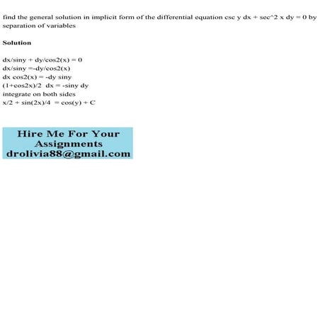 find the general solution in implicit form of the differential equat.pdf