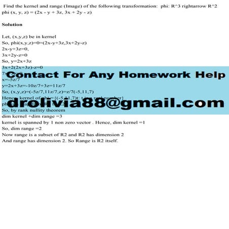 Find the kernel and range (Image) of the following transformation p.pdf
