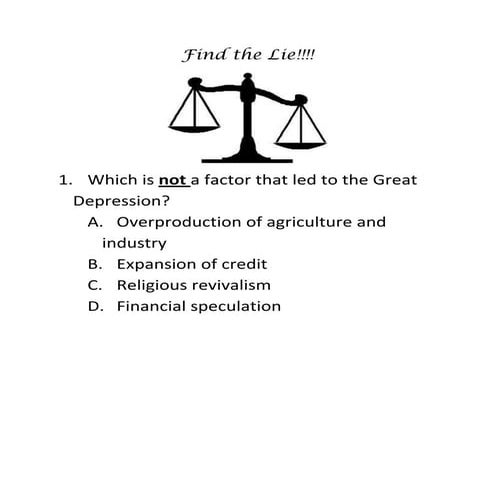 Find the lie the great depression | DOCX