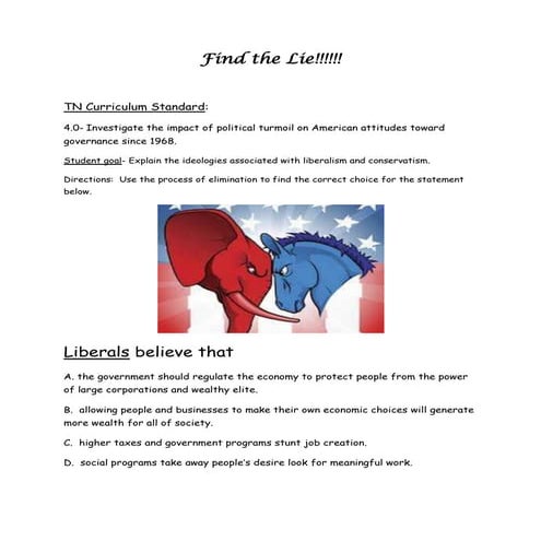 Find the lie liberalism vs. conservatism | PDF