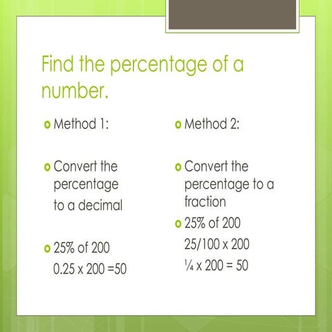 Find the percentage of a number | PPTX