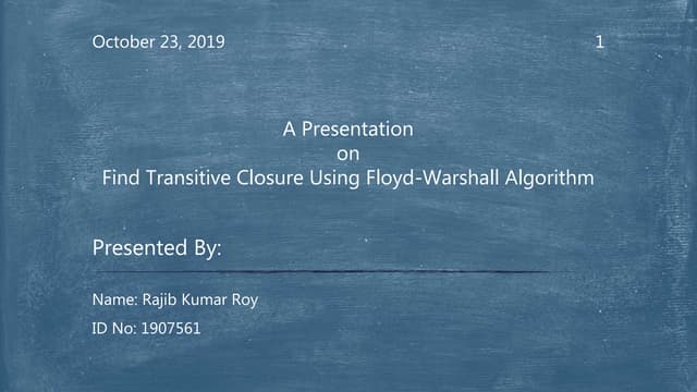 Find Transitive Closure Using Floyd Warshall Algorithm Ppt 8892